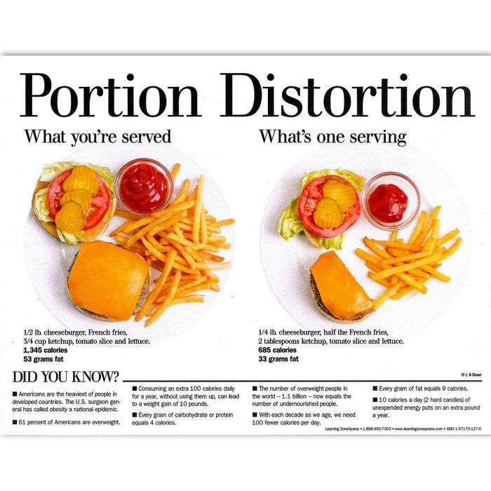 Portion Distortion Nutrition Education Tear Pad | Health Edco